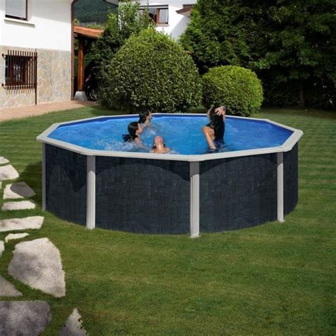 Piscine Hors Sol Acier Aspect Rotin Alto Eco Ronde Diam 4 60m H 1 20m