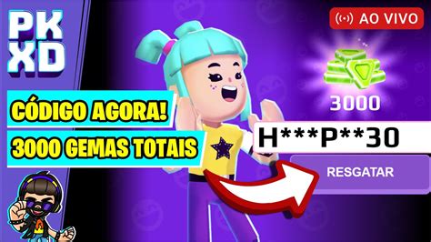 PK XD CÓDIGO de 3000 GEMAS GRÁTIS TOTAIS AGORA AO VIVO LIVE YouTube
