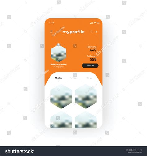 Orange Social Network Profile Ui Ux vector de stock libre de regalías