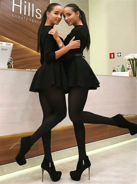 Adelalinka Twins Fashion Pantyhose Outfits Tight Mini Dress