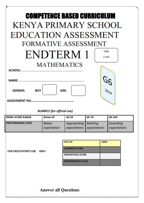 2024 GRADE 6 END TERM 1 EXMAS WITH MARKING SCHEMES Elimu Cloud