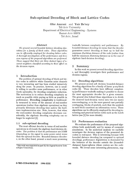 pdf sub optimal decoding of block and lattice codes