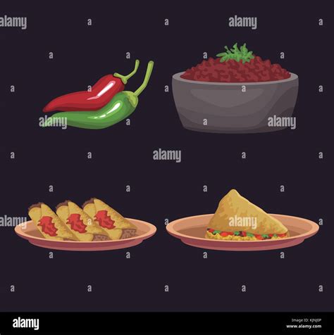 Mexican Food Icons Stock Vector Image Art Alamy
