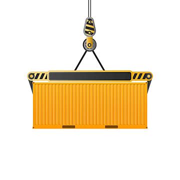 Cargo Container Lifted By A Closeup Isolated Crane In Vector