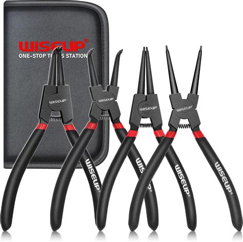 SHALL Lot de 4 pinces à circlips internes et externes robustes de 17 8