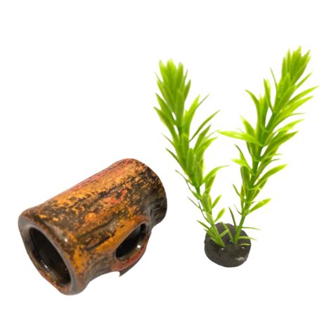 Enfeite Aquário Tronco Toca Mini Planta Betta Shopee Brasil