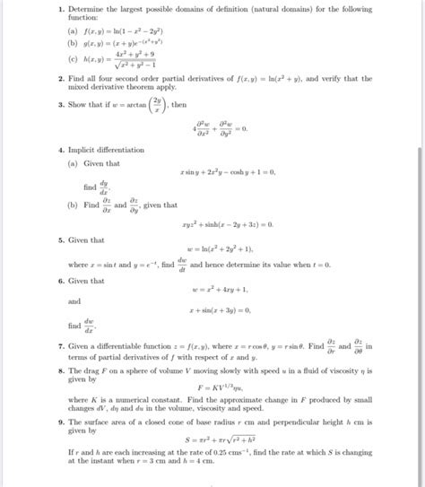 solved 1 determine the largest possible domains of