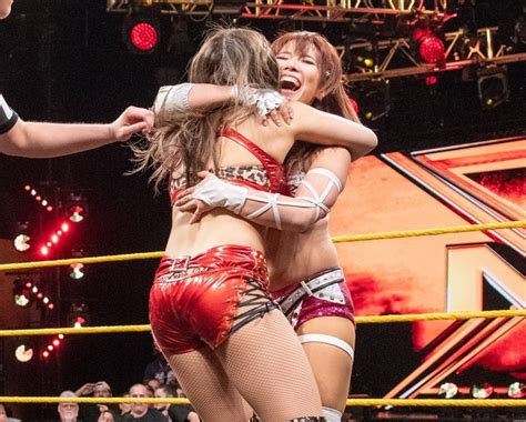 Io Shirai Kairi Sane Hugging After They Defeat Jessamyn Duke Marina