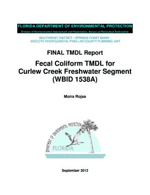 Fillable Online Dep State Fl Alligator Creek WBID 123 Fecal Coliform