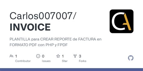 invoice fpdf php at main · carlos007007 invoice · github