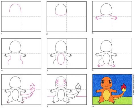 Easy How To Draw A Charmander Tutorial And Charmander Coloring Page