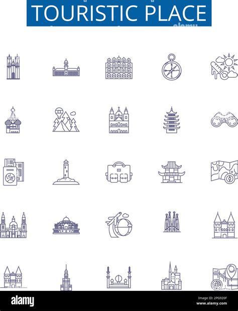 Touristic Place Line Icons Signs Set Design Collection Of Tourist