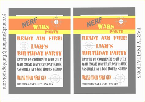 Nerf Invitation Template Free Of Nerf War Birthday Party Invitation