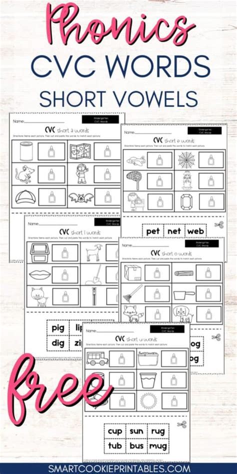 CVC Short Vowel Worksheets Free Printable PDF Smart Cookie Printables