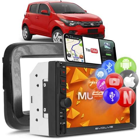 Central Multimídia Mobi Multilaser Evolve GP348 MP5 2Din BT USB Espelha