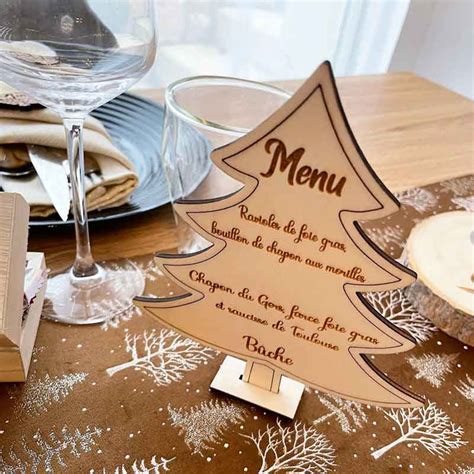 Menu de Noël en bois personnalisé Sapin