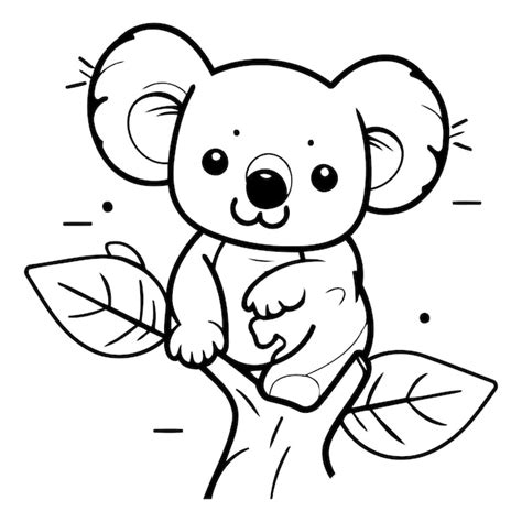 Lindo koala en una rama de árbol Ilustración de dibujos animados
