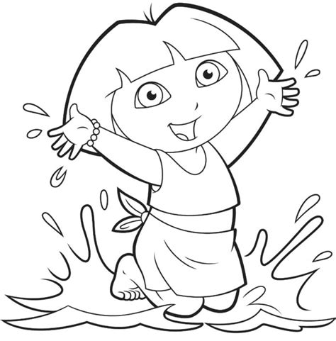 Libro para colorear Una niña se sumerge en el agua para imprimir y en línea