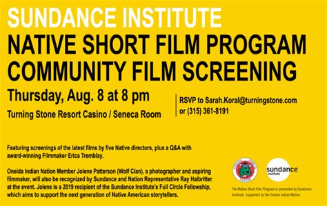 Oneida Indian Nation And Sundance Institute Native Film Series Oneida