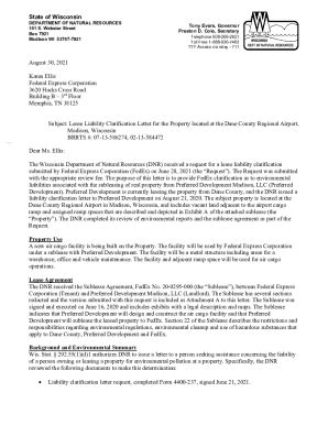 Fillable Online Dnr Wi Subject Lease Liability Clarification Letter