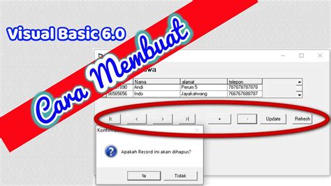 cara membuat tombol previous addnew next save delete edit pada visual basic 6 0 youtube