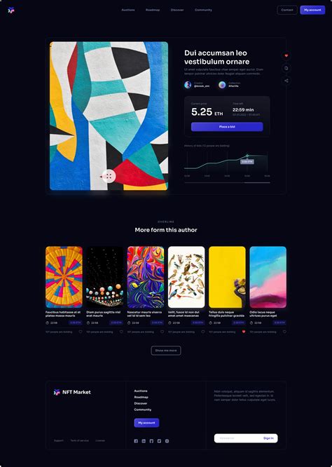 NFT Market Free Landing Page For Figma Uistore Design