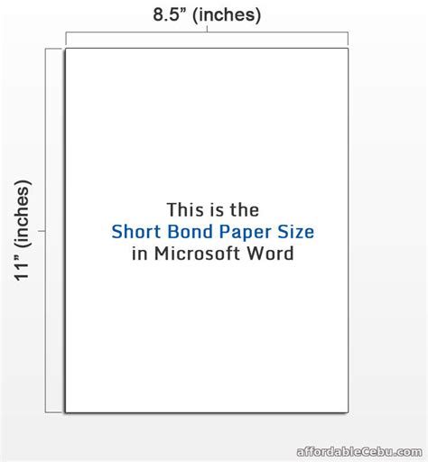 Short Bond Paper Size In Microsoft Word Computers Tricks Tips 30616