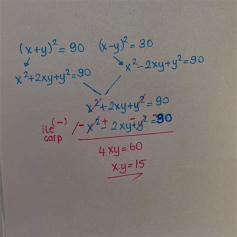 Parantez içinde x y kare eşittir 90 x y kare eşittir 30 olduğuna