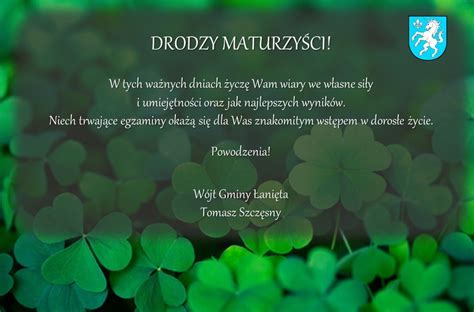 Życzenia dla maturzystów Gmina Łanięta