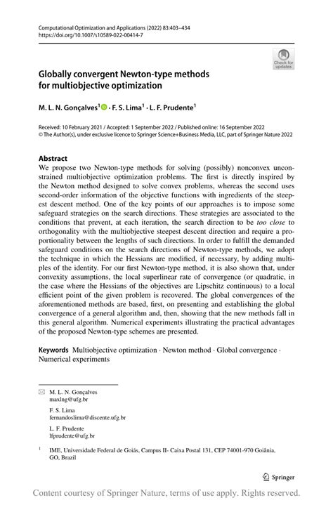 globally convergent newton type methods for multiobjective optimization request pdf