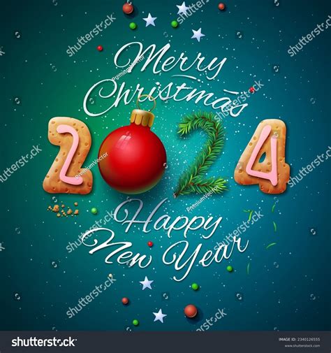 Merry Christmas Happy New Year 2024 เวกเตอรสตอก ปลอดคาลขสทธ
