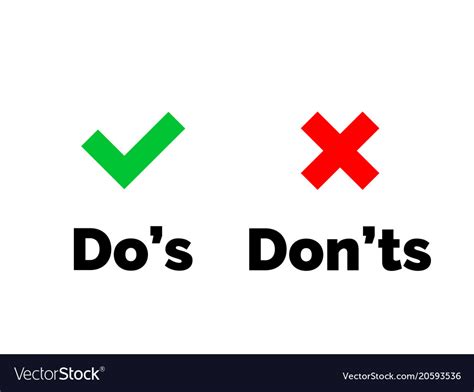 Do And Dont Check Tick Mark Red Cross Icon Vector Image