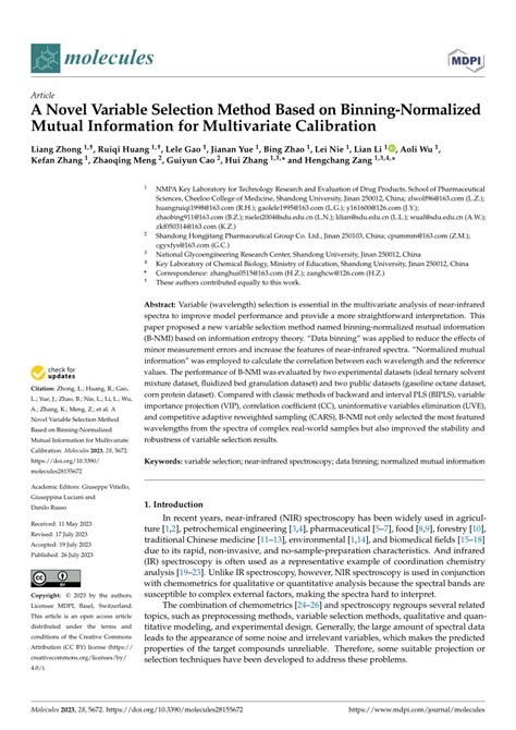 pdf a novel variable selection method based on binning normalized mutual information for