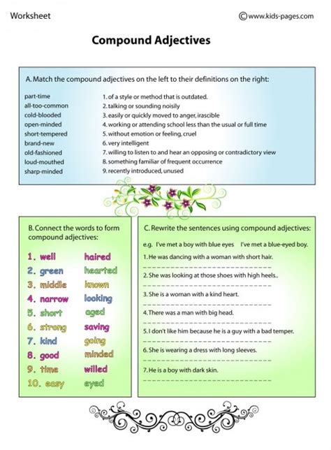 Compound Adjectives Worksheets
