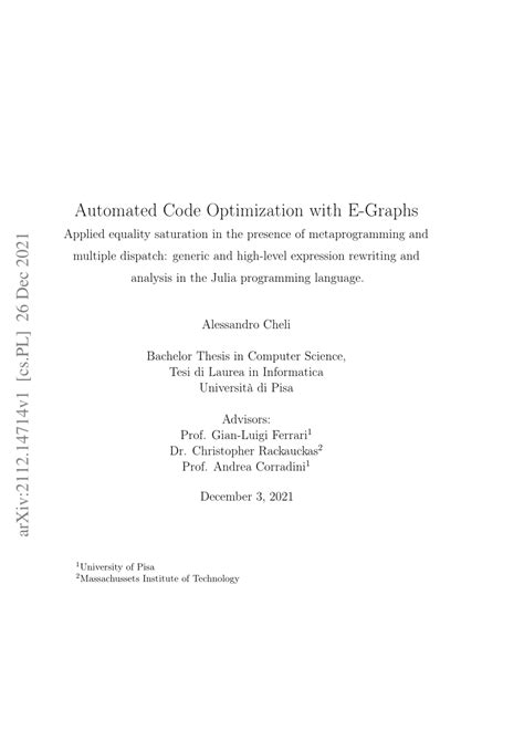 pdf automated code optimization with e graphs