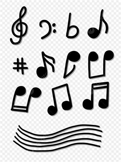 Hand Drawn Cartoon Cute Musical Notes Music Symbols For Commercial Use