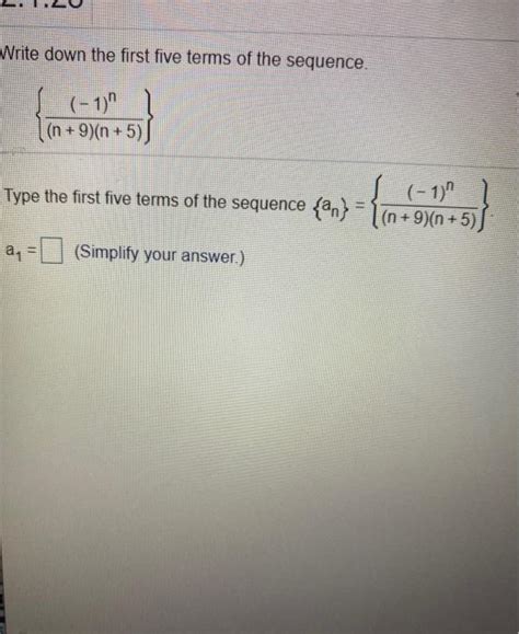 solved write down the first five terms of the sequence