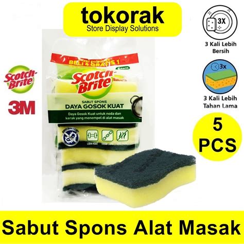 Jual SCOTCH BRITE 3M SABUT SPONS CUCI PIRING 5 PCS ID 30P5 TAPAS