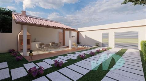 An Artist S Rendering Of A Modern House In The Middle Of A Garden Area