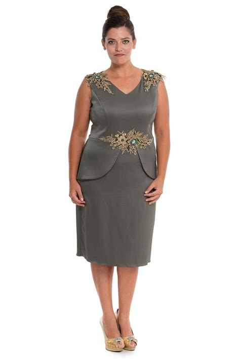 Haki Dekoltesiz Büyük Beden Abiye O7984 Peplum Dress Satin Fashion