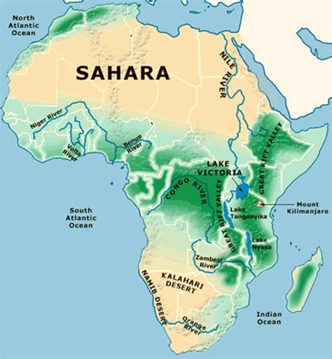 Physical Map Of Africa Lakes