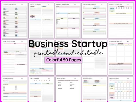 Business Startup Planner Printable And Editable Business Startup