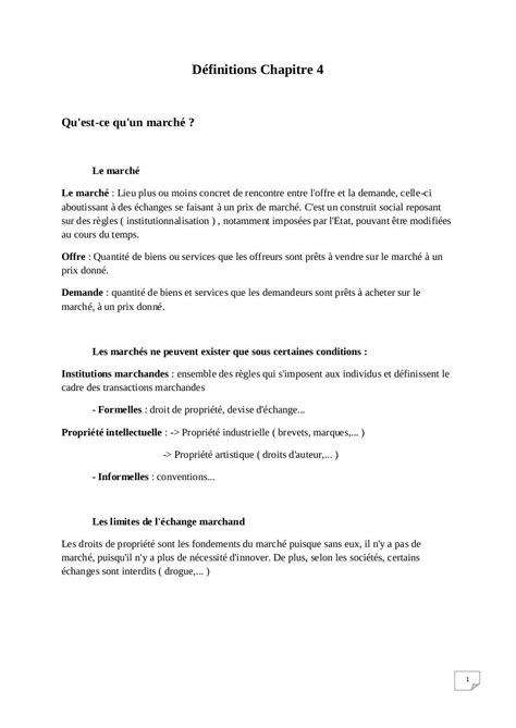 Marché et Prix