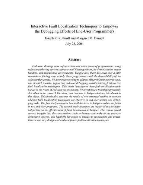interactive fault localization techniques to empower july 23 2004