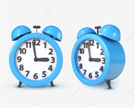3d Rendering Blue Alarm Clock Front And Frontside View Clock Alarm