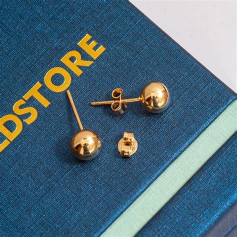 14k Yellow Solid Gold Ball Earring Gold 4mm 9 Mm Round Etsy