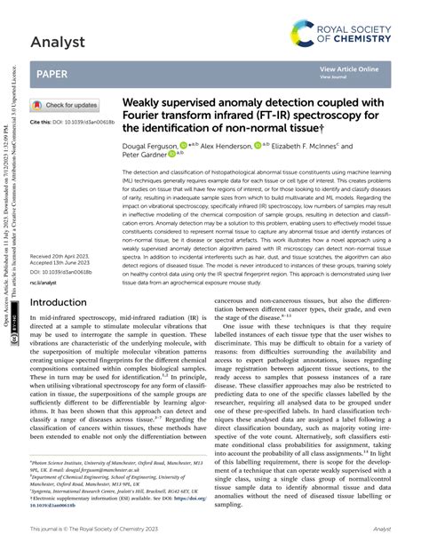pdf weakly supervised anomaly detection coupled with fourier transform infrared ft ir