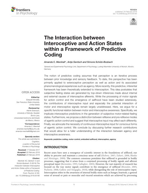 pdf the interaction between interoceptive and action states within a framework of predictive