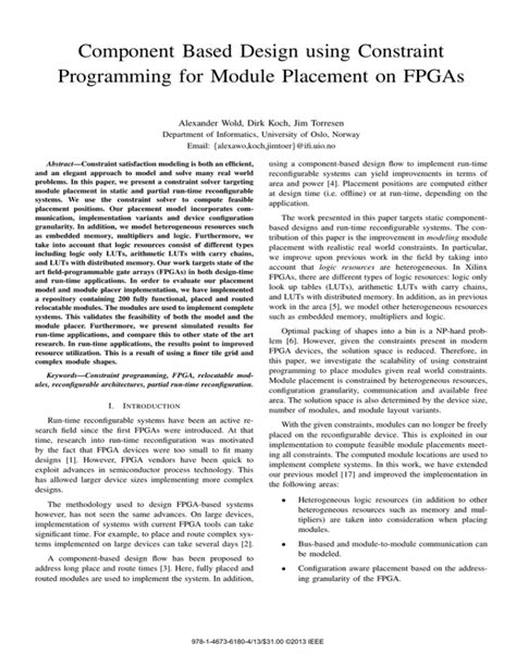 component based design using constraint programming for