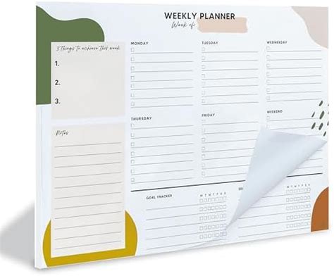 Amazon Weekly Planner Pad Tear Off 52 Undated Weekly Planner